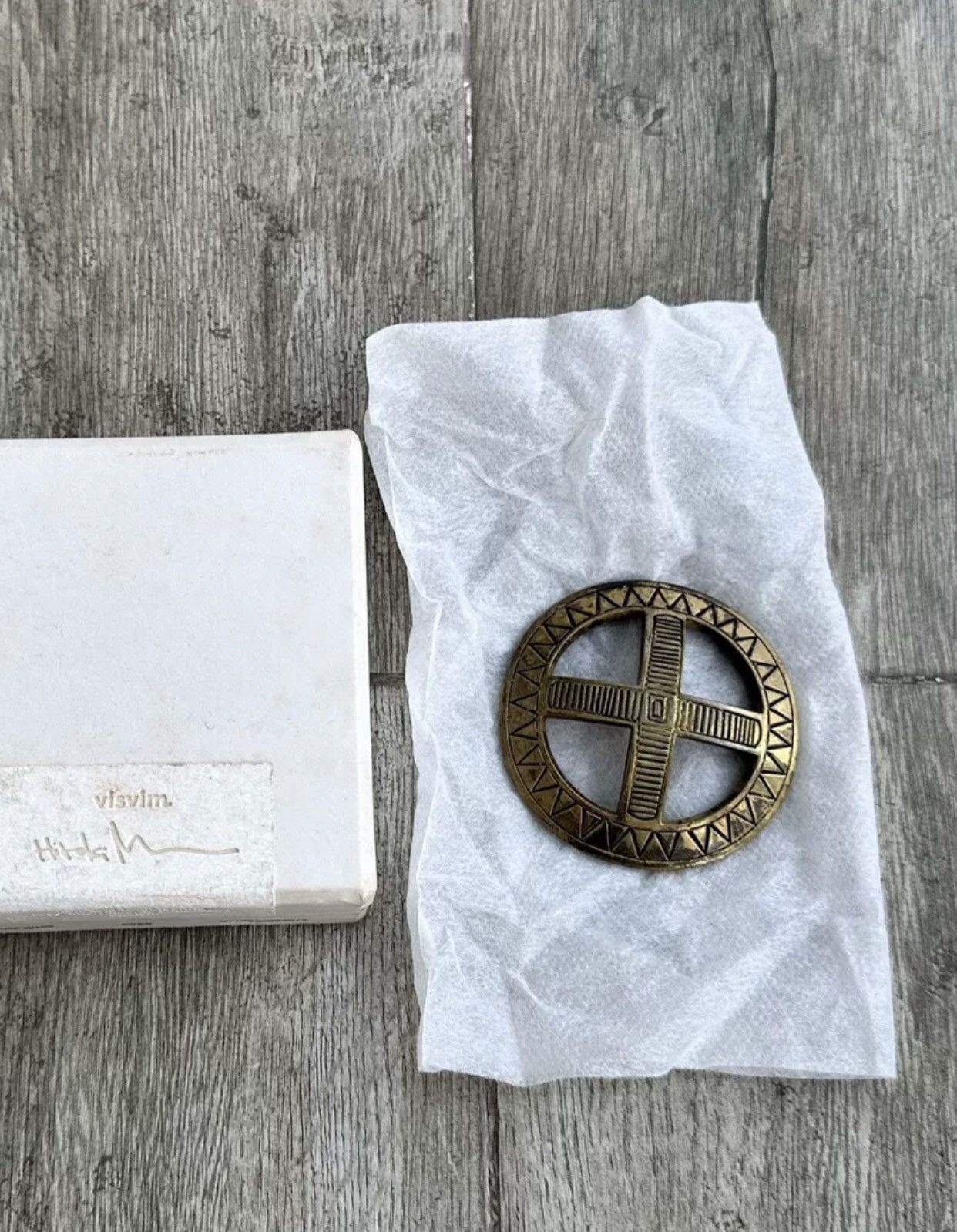 Visvim Visvim Scarring brass square scarf button | Grailed