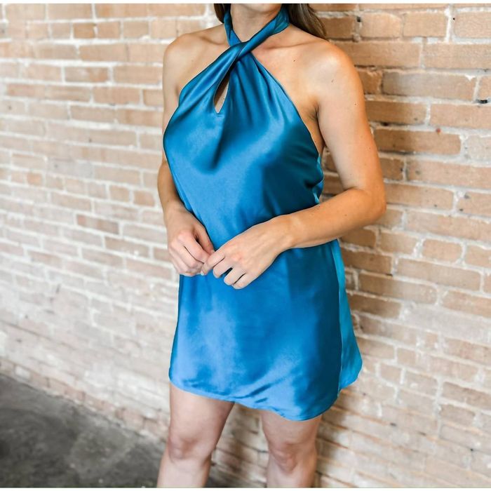 French Connection FRENCH CONNECTION Inu Satin Halter Mini Dress In ...