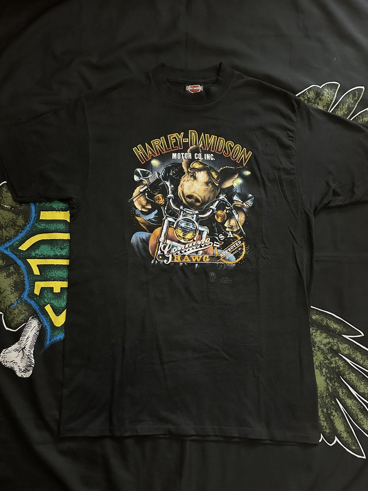 Vintage Vintage Tee 80s 3D Emblem Hawg Harley Davidson single stitch ...