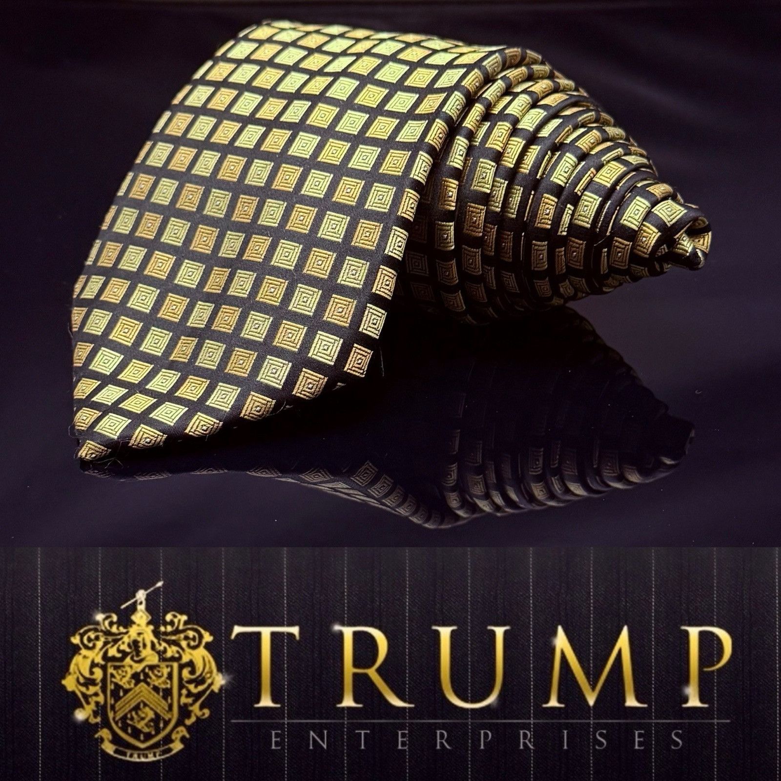 Donald Trump Donald Trump Tie Gold Black Square Geometry Geometric Silk ...
