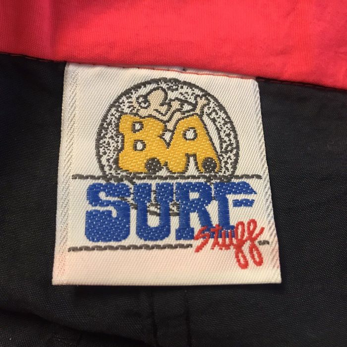 Vintage 80s BA Surf Stuff Neon Red Black Swim Surf Shorts Trunks | Grailed