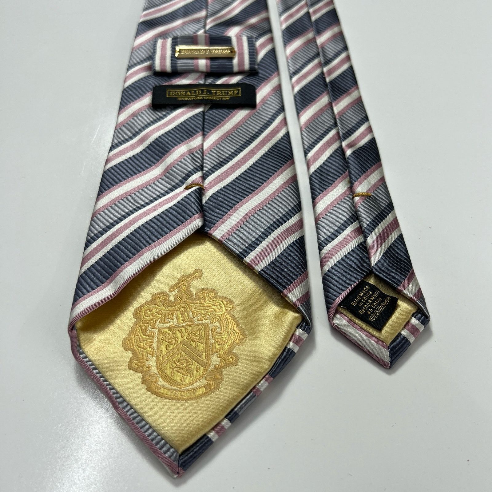 Donald Trump Donald Trump Signature Men Necktie Grey Striped Silk Tie ...