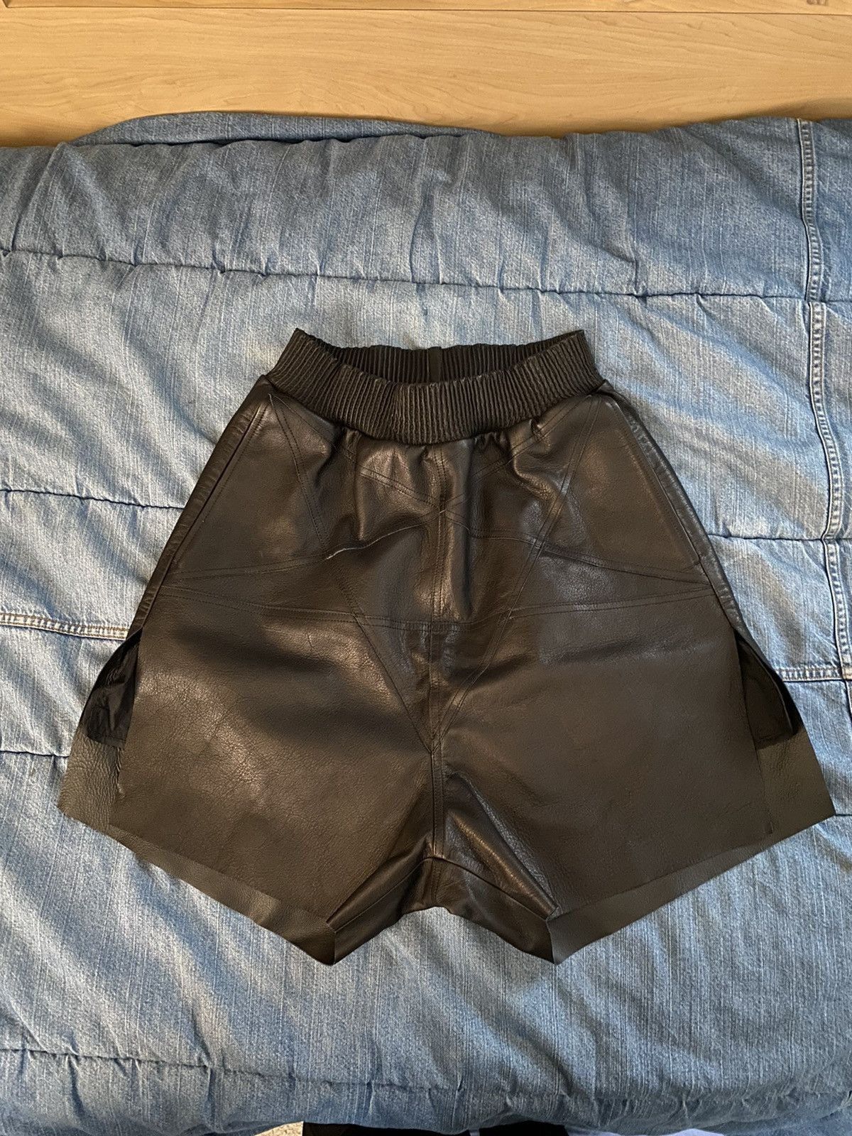 Rick Owens Rick Owens FW21 Gethsemane Leather Pentagram Boxing Shorts ...