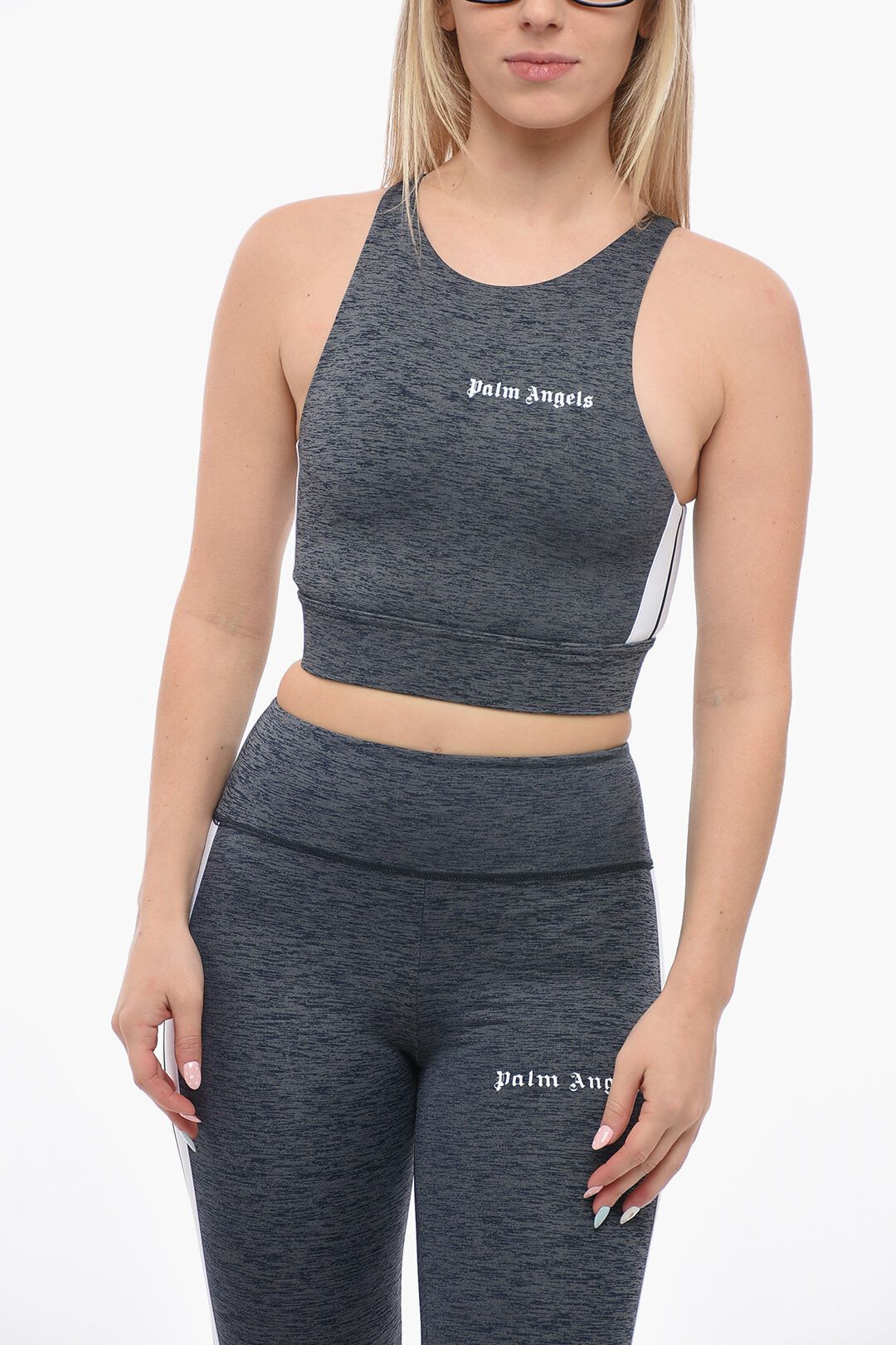 Palm Angels og1mm0724 Melange Active Crop Top in Blue Grey | Grailed