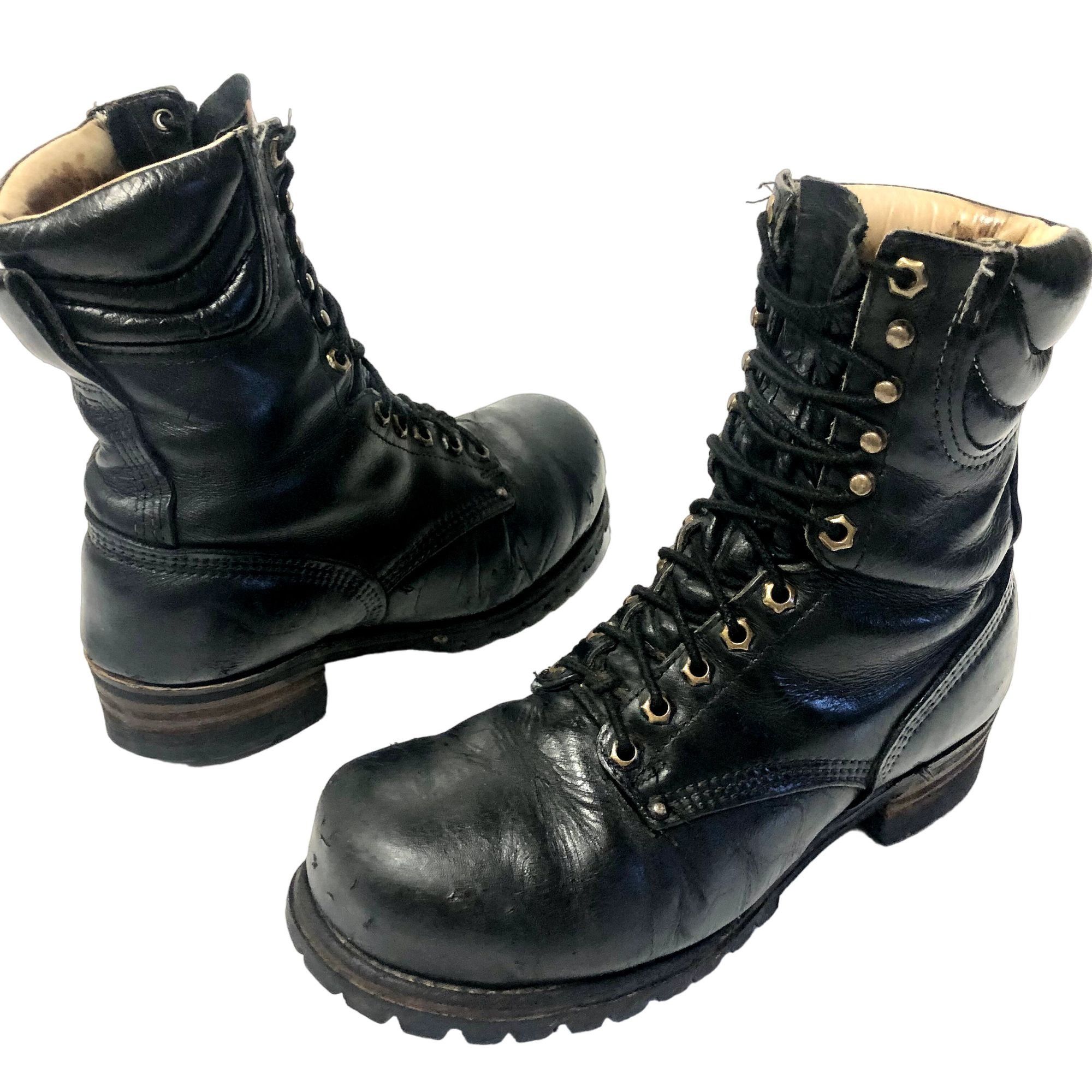 Unkwn 60's USA Made MILITARY BLACK Leather STEEL TOE Jump Boot 9 | Grailed