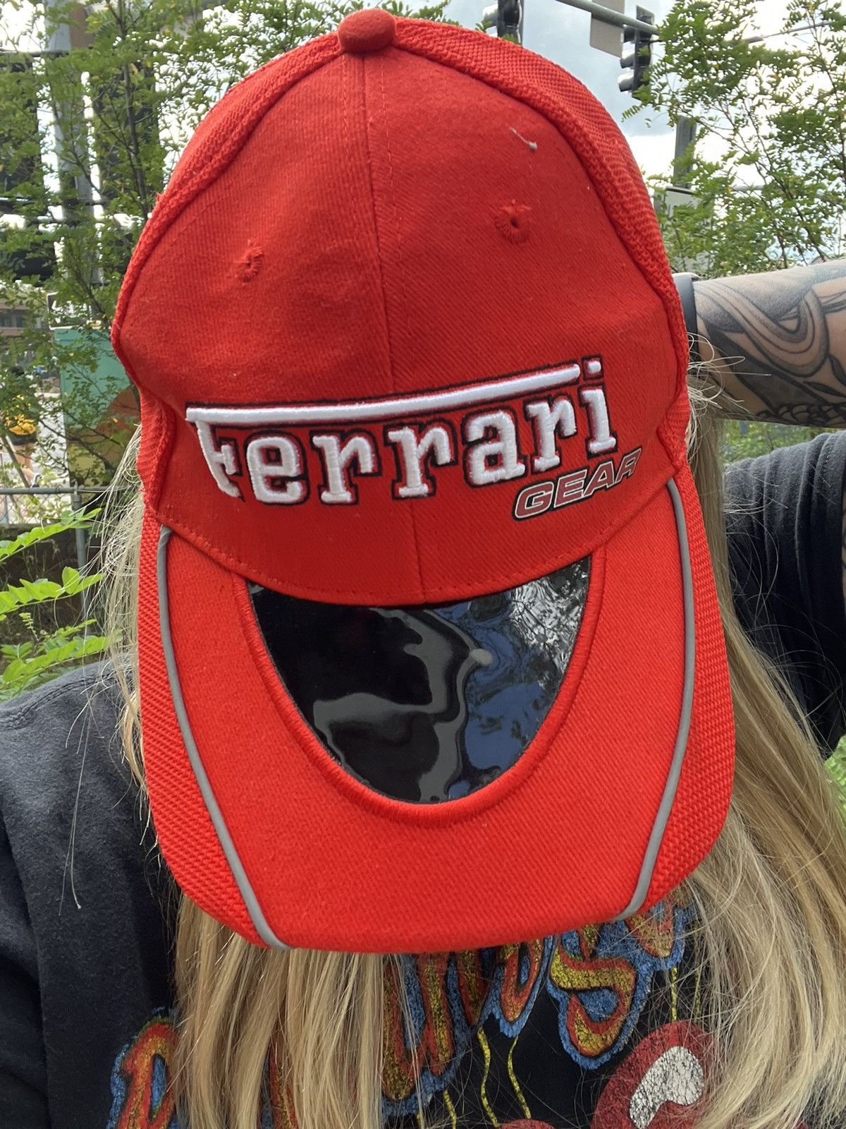 Ferrari Y2k Ferrari hat with see through cut out on brim! | Grailed