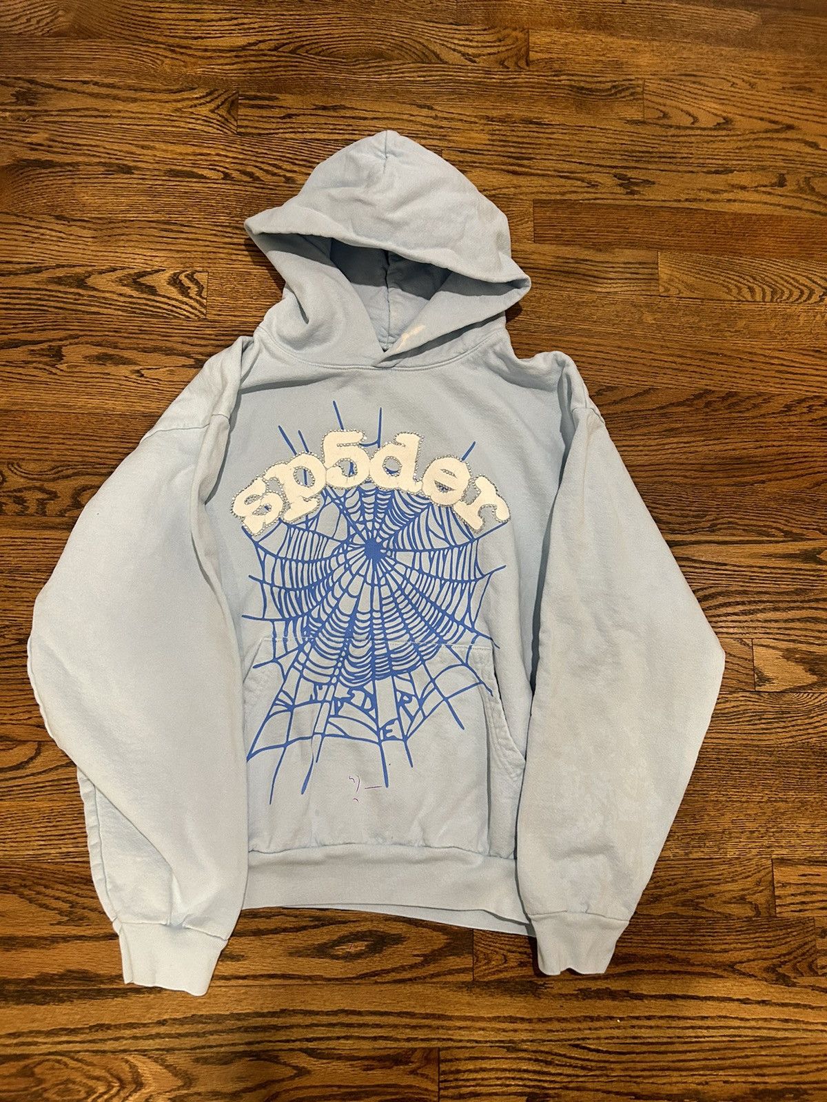 Sp5der SP5DER baby blue 8 days of sp5der hoodie | Grailed