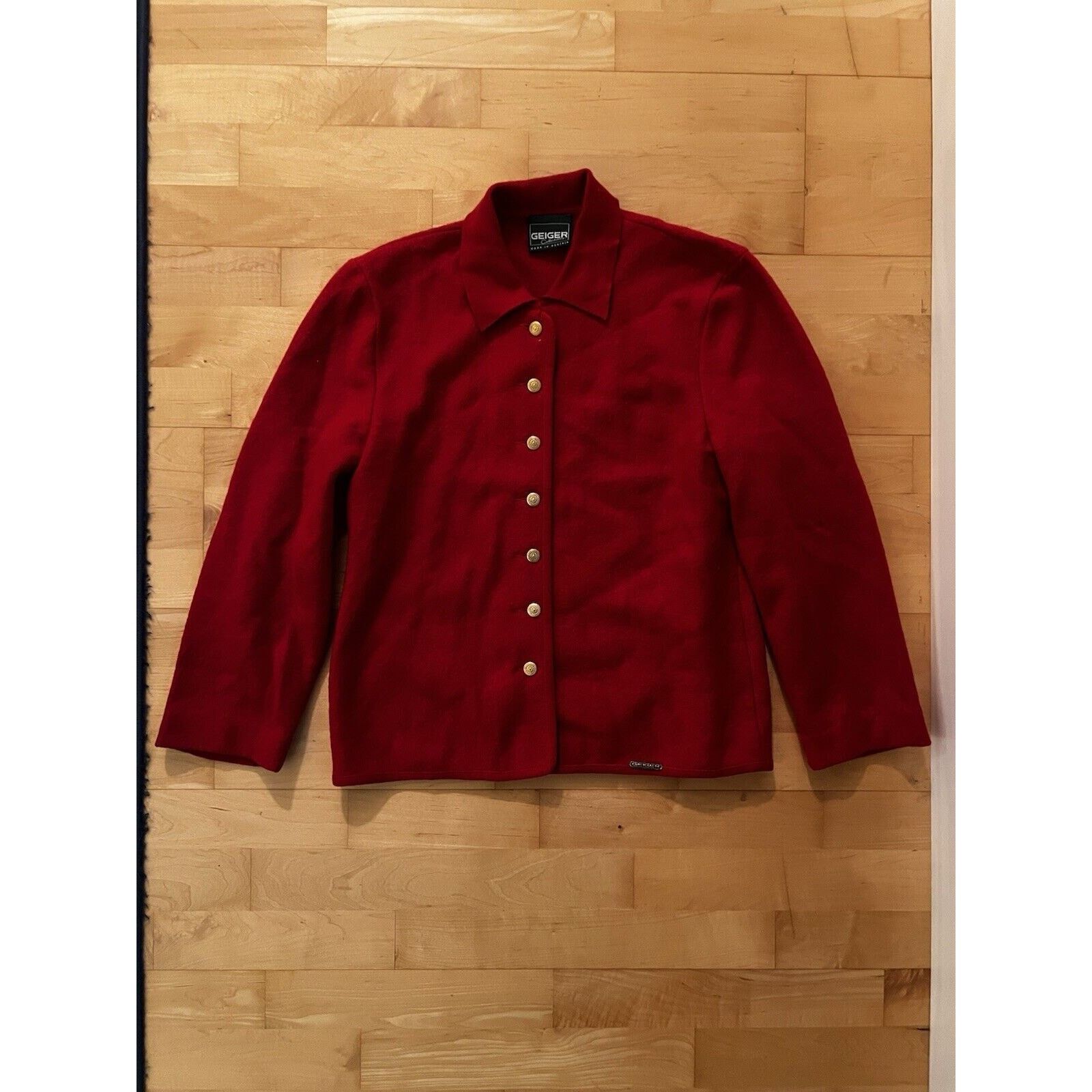 Vintage Geiger Austria Classic Red Boiled Wool Sweater Cardigan 38 S ...