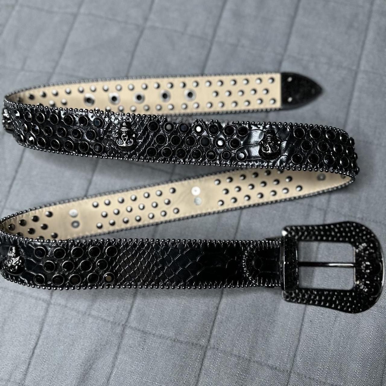 Dna × Streetwear BLACK RHINESTONE SKULL BELT | Grailed