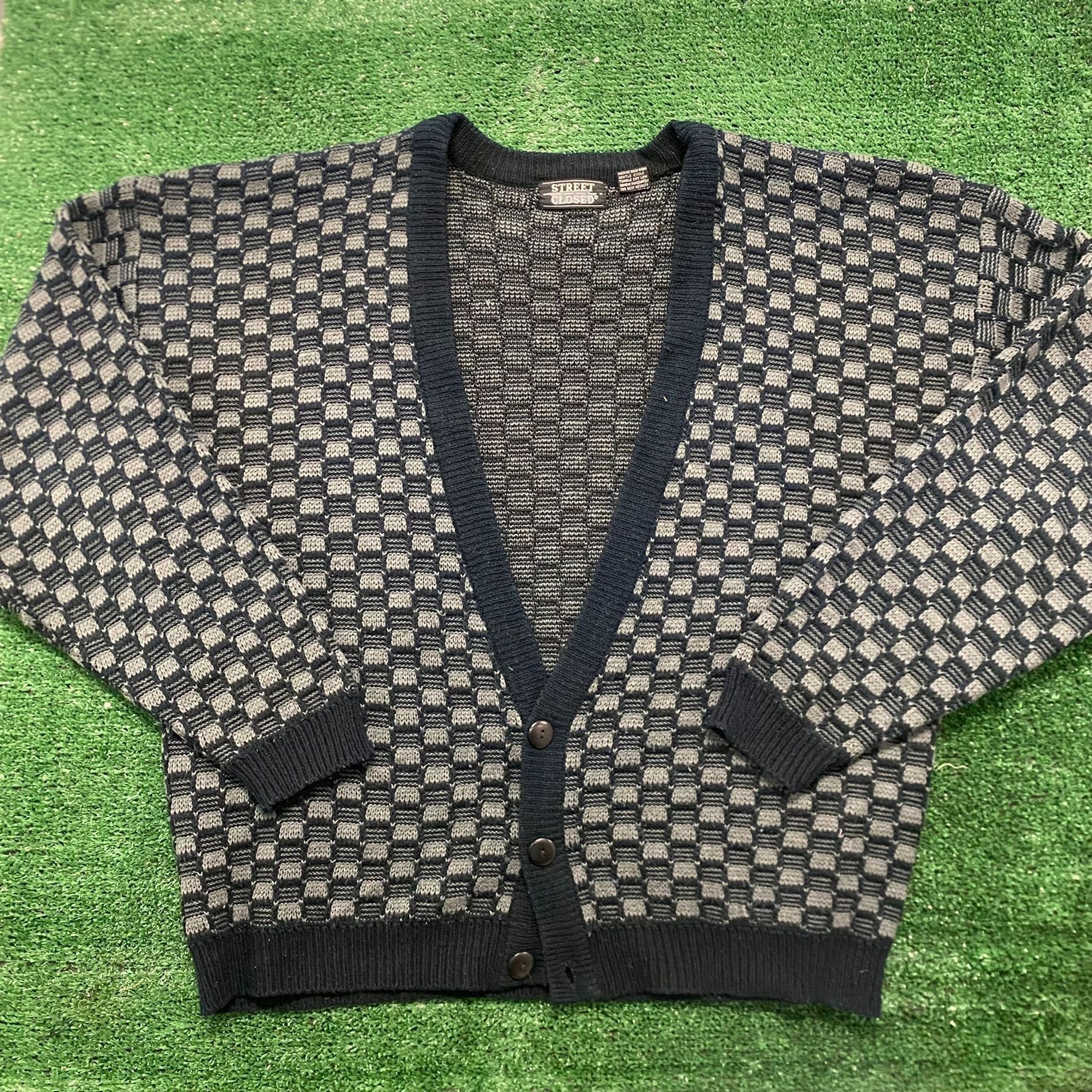 Vintage Vintage 90s Checkered Cardigan Sweater Grunge Indie Knit | Grailed