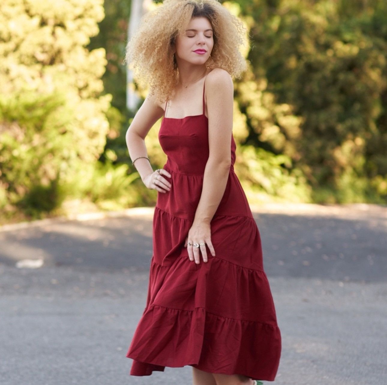 Other Comfy And Ready Sally Spaghetti Dress in Dark Red | Grailed