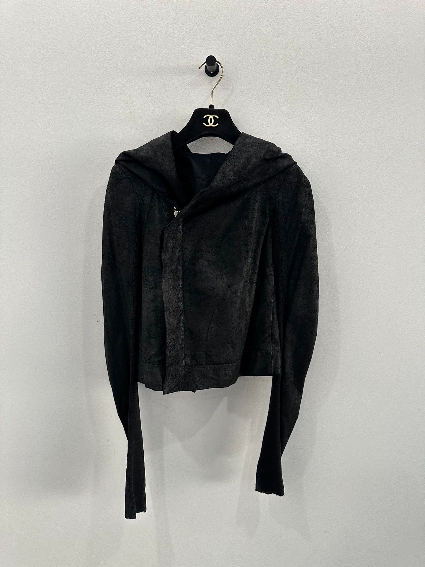 Rick Owens Rick Owens Black Leather Wizard Hat Jacket | Grailed