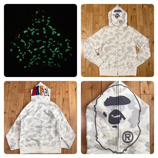 Bape 💫Glow in the dark💫 BAPE city camo ape head full zip hoodie | Grailed