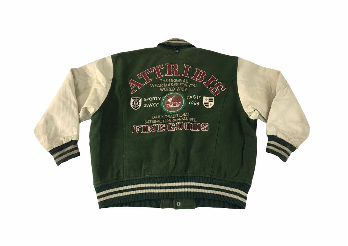 Leather × Varsity Jacket × Vintage 90s Attribis Traditional Sport ...