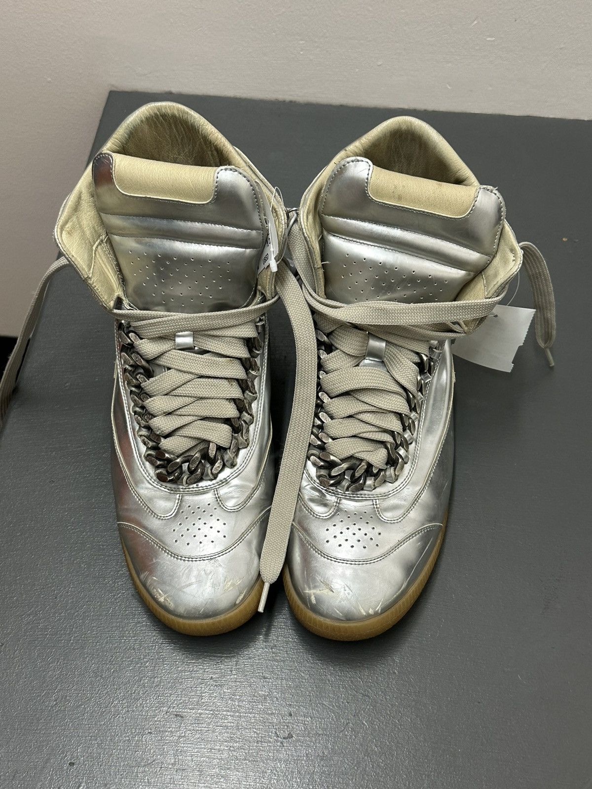 Maison Margiela Maison Margiela Silver Chain High Top Gat Sneakers ...