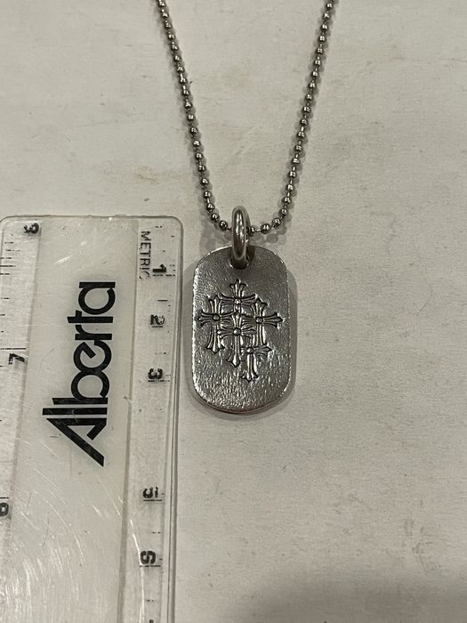 Chrome Hearts Chrome Hearts Cemetery Cross Logo Dog Tag Chain Necklace ...