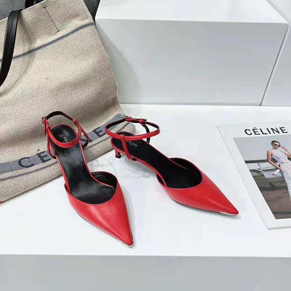 Celine o1bcso1str0724 Metal Toe Pump 50 Kidskin in Red | Grailed