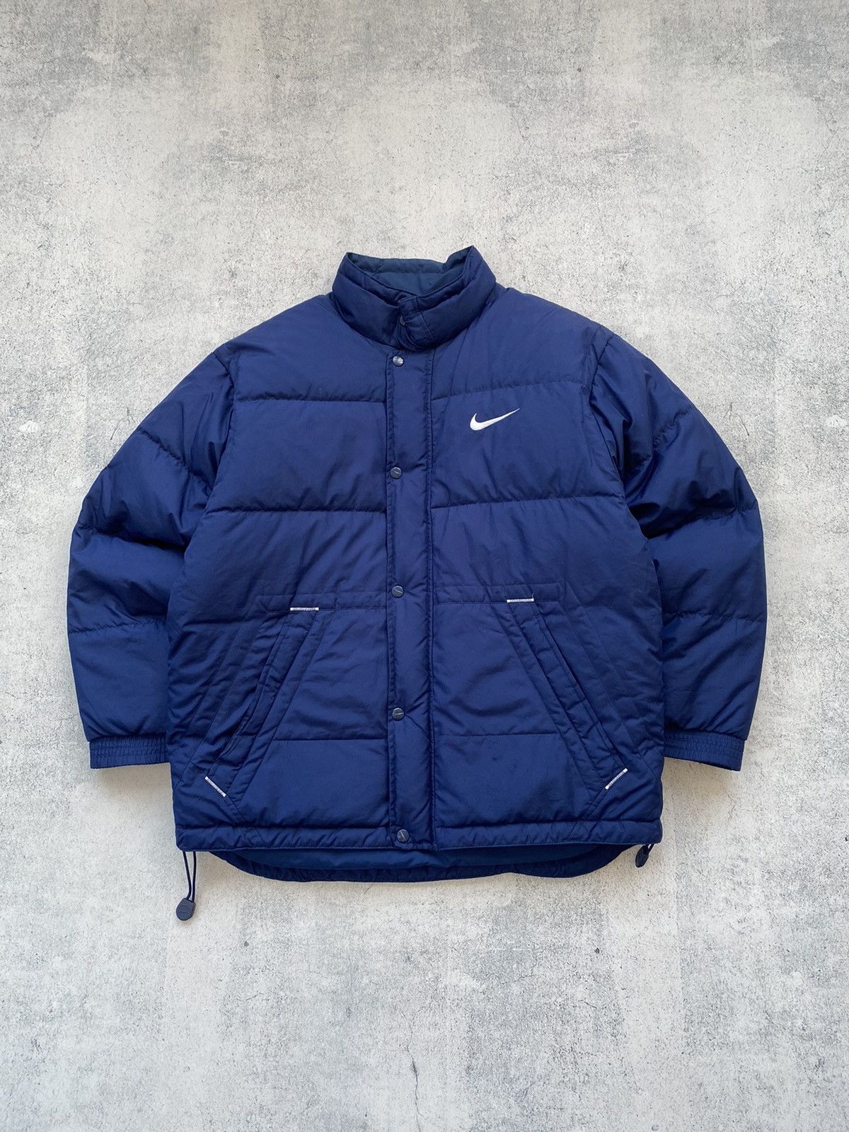 Nike Vintage 90's Nike Nylon Drill Puffer Jacket Big Swoosh | Grailed