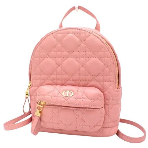 Dior Christian Dior Cannage Backpack Mini Rucksack Shoulder Pink Peach ...