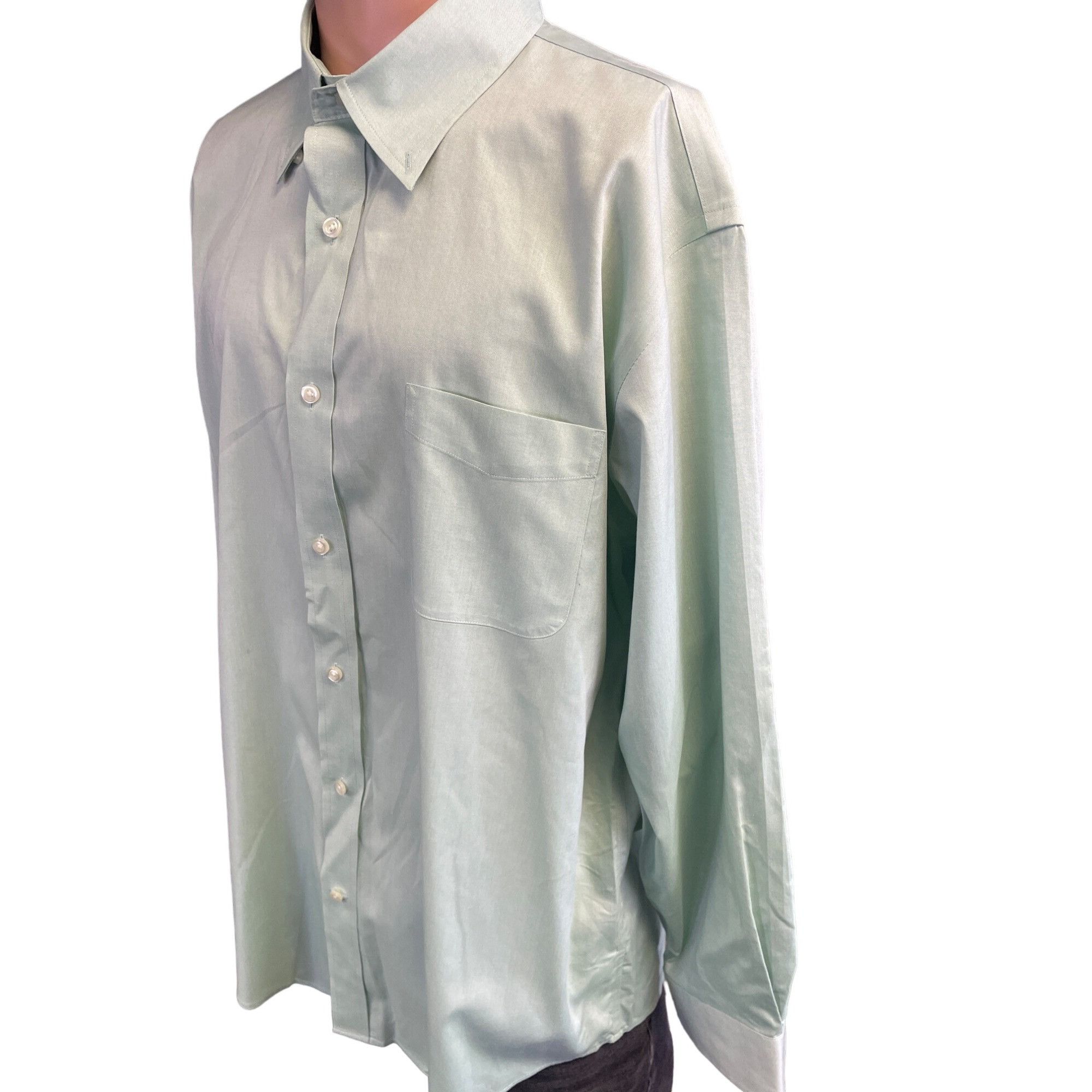 Other Lands'end Men's Light Green Button up Dress Shirt Long Sleev ...