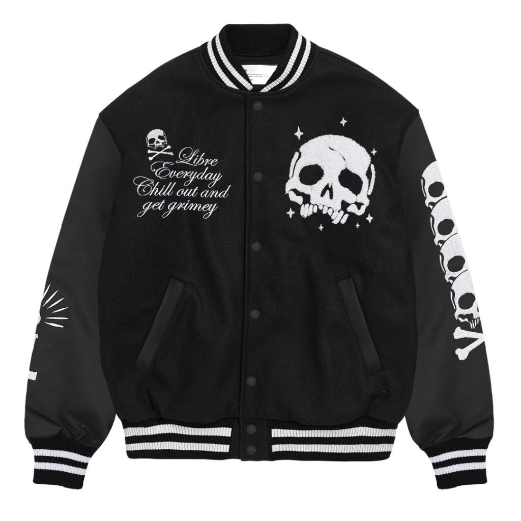 Varsity varsity jacket skull full embroidery | Grailed