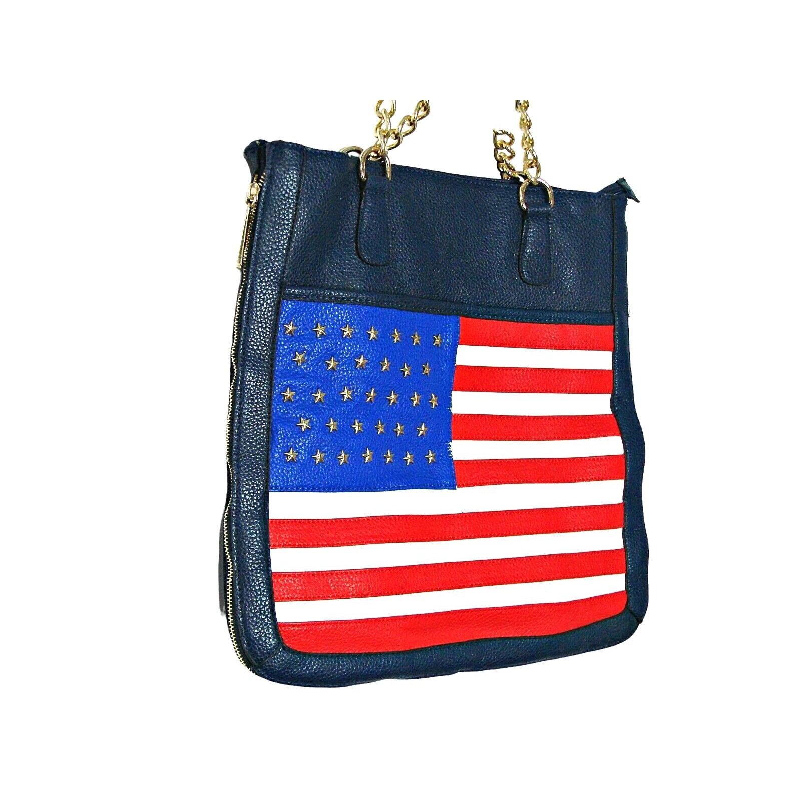 Vintage Patriotic USA Flag Chain Handle Shoulder Bag Purse Tote Bag ...