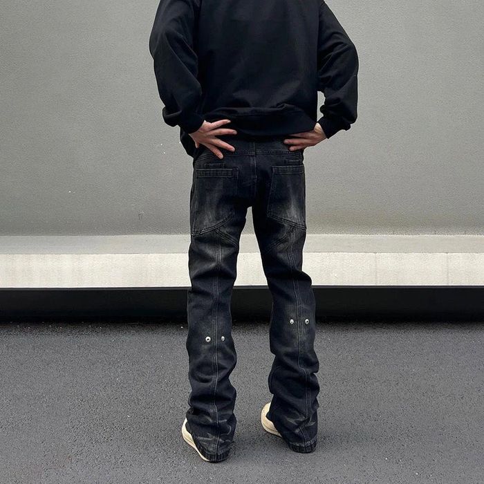 Streetwear Stack Wide Leg Black Denim Jeans, Opium | Grailed