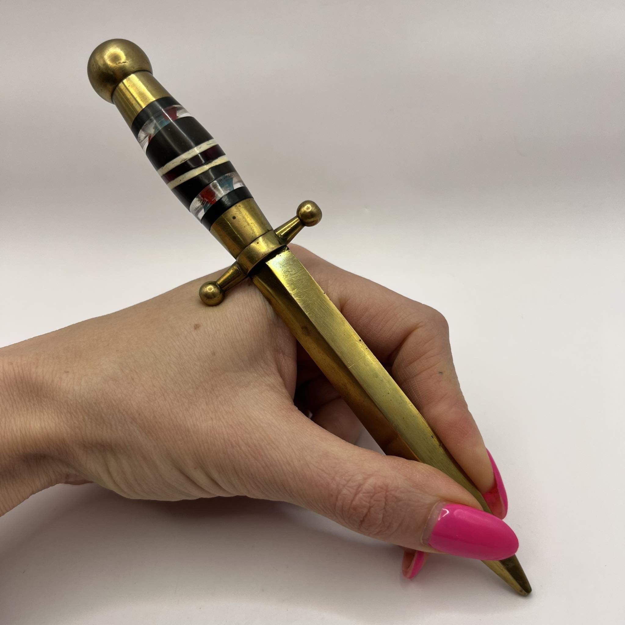 Vintage Vintage Ballpoint Brass Pen Sword Plexiglass Art USSR Prison ...