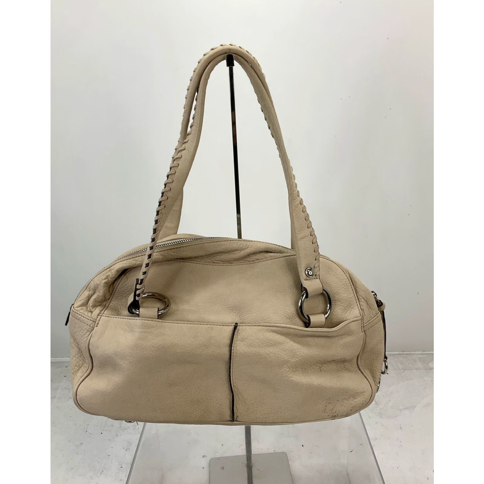 Vintage Authentic Pebbled Leather Multi Compartment Zip Closure ...