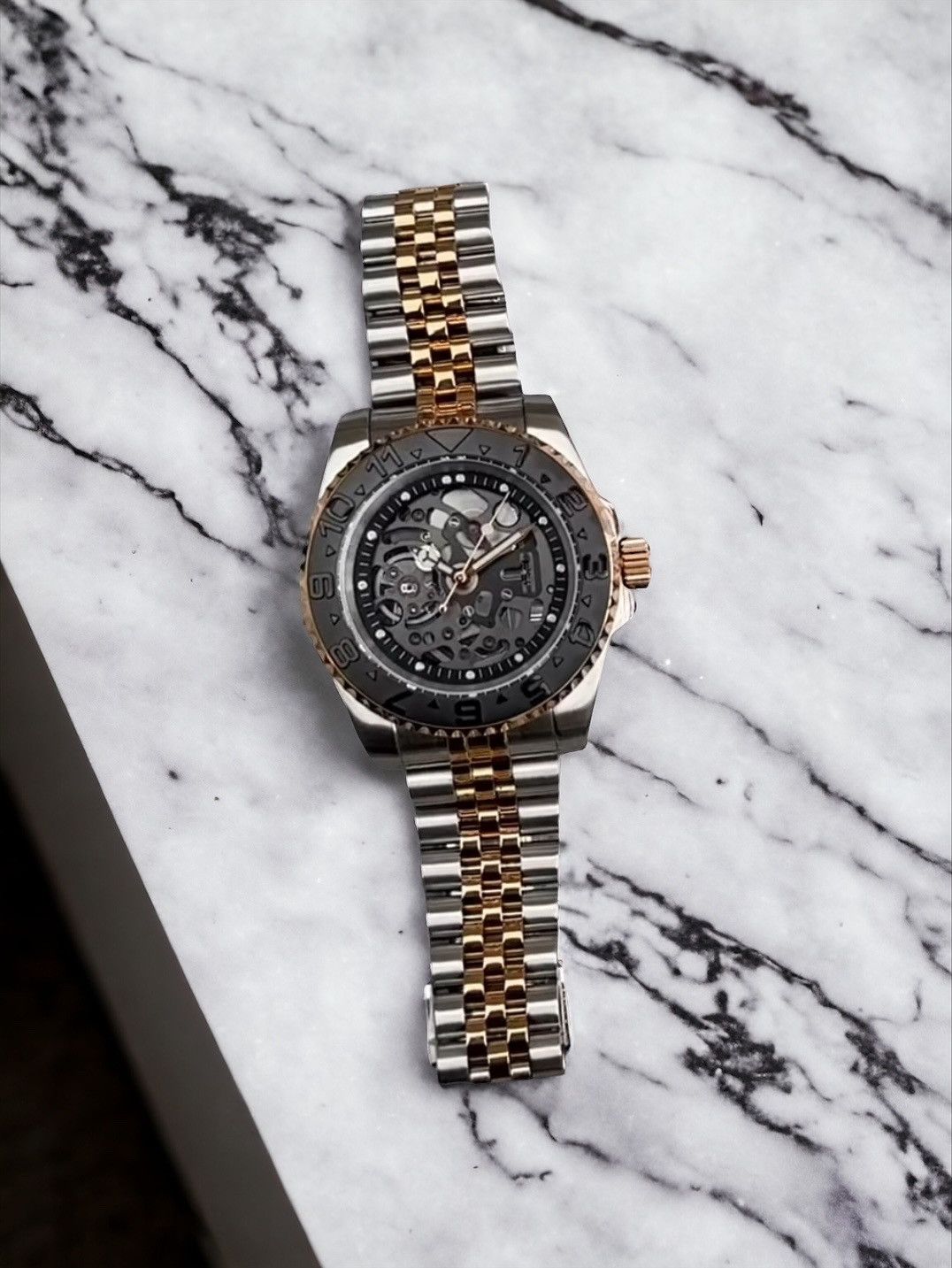 Seiko Seiko Mod Yacht-Master Skeleton Gold Steel Jubilee Watch | Grailed