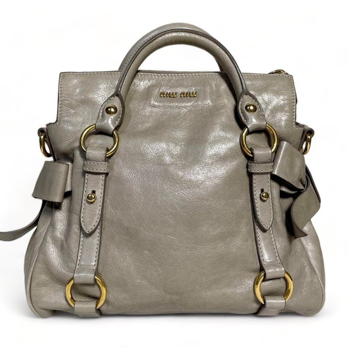 Miu Miu Miu Miu - Vintage Leather Grey Handbag made in Italy | Grailed