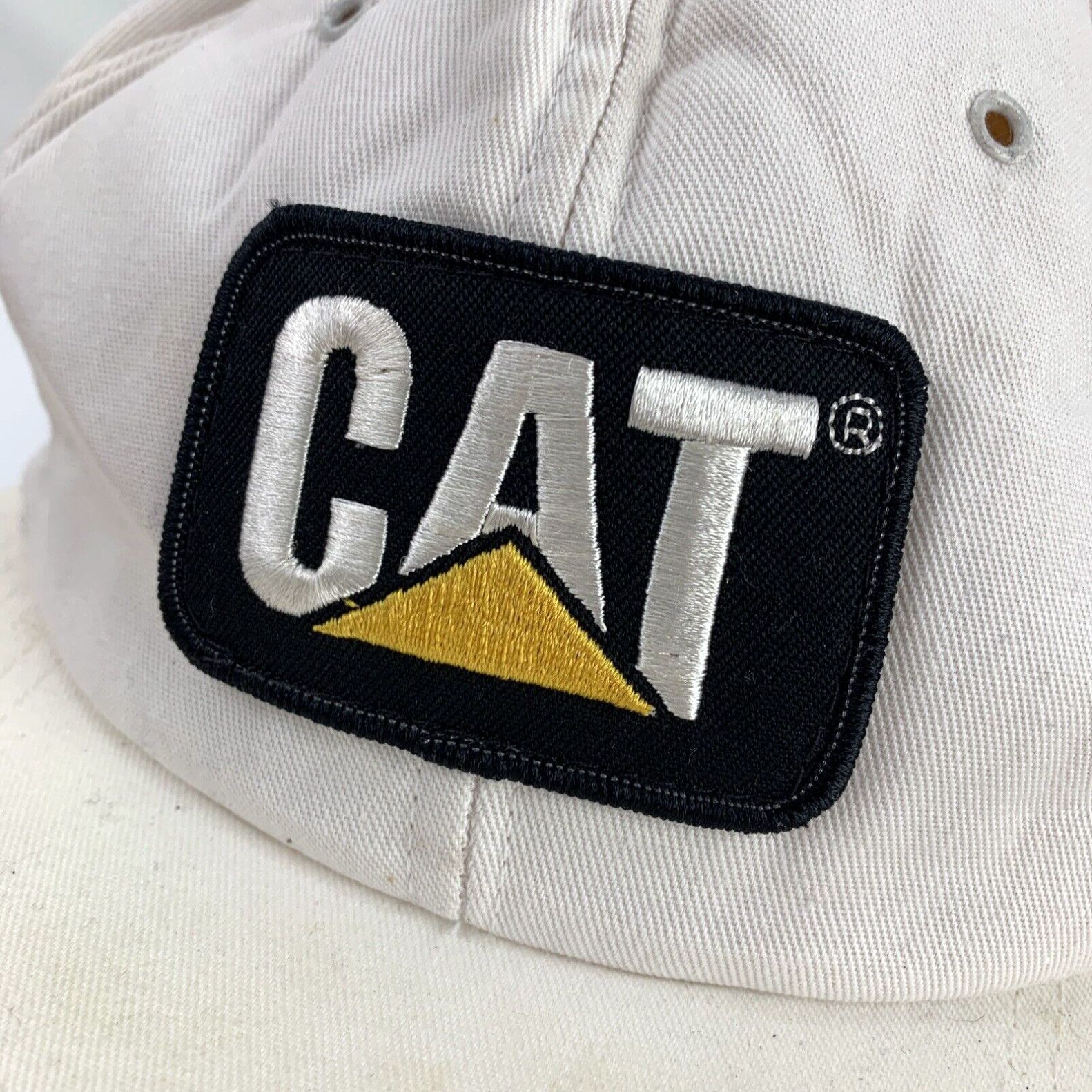Caterpillar Caterpillar CAT Tonkin Patch White Hat Cap Vintage Foam Snapback Made in USA | Grailed