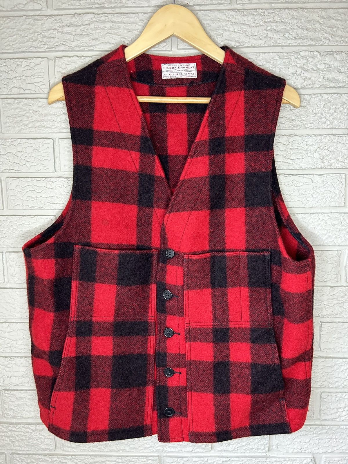 Filson × Vintage Vintage Filson Buffalo Plaid Wool Vest Made In USA ...