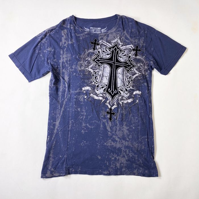 Ed Hardy Y2K Raw State Cross Wing Shirt | Grailed
