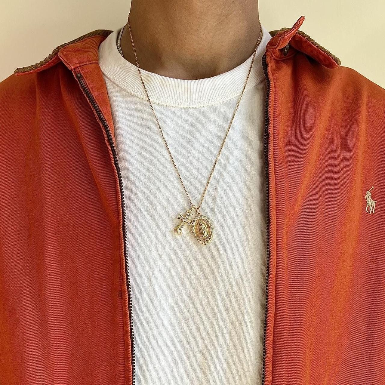 Silver y2k grunge rhinestone gold cross pendant necklace | Grailed