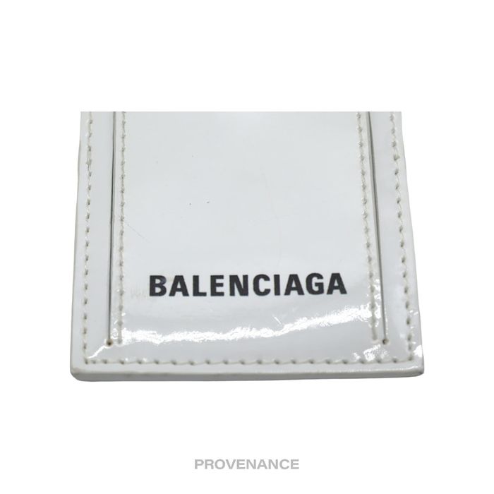 Balenciaga 🔴 Balenciaga Logo Luggage Tag - White Patent Leather | Grailed