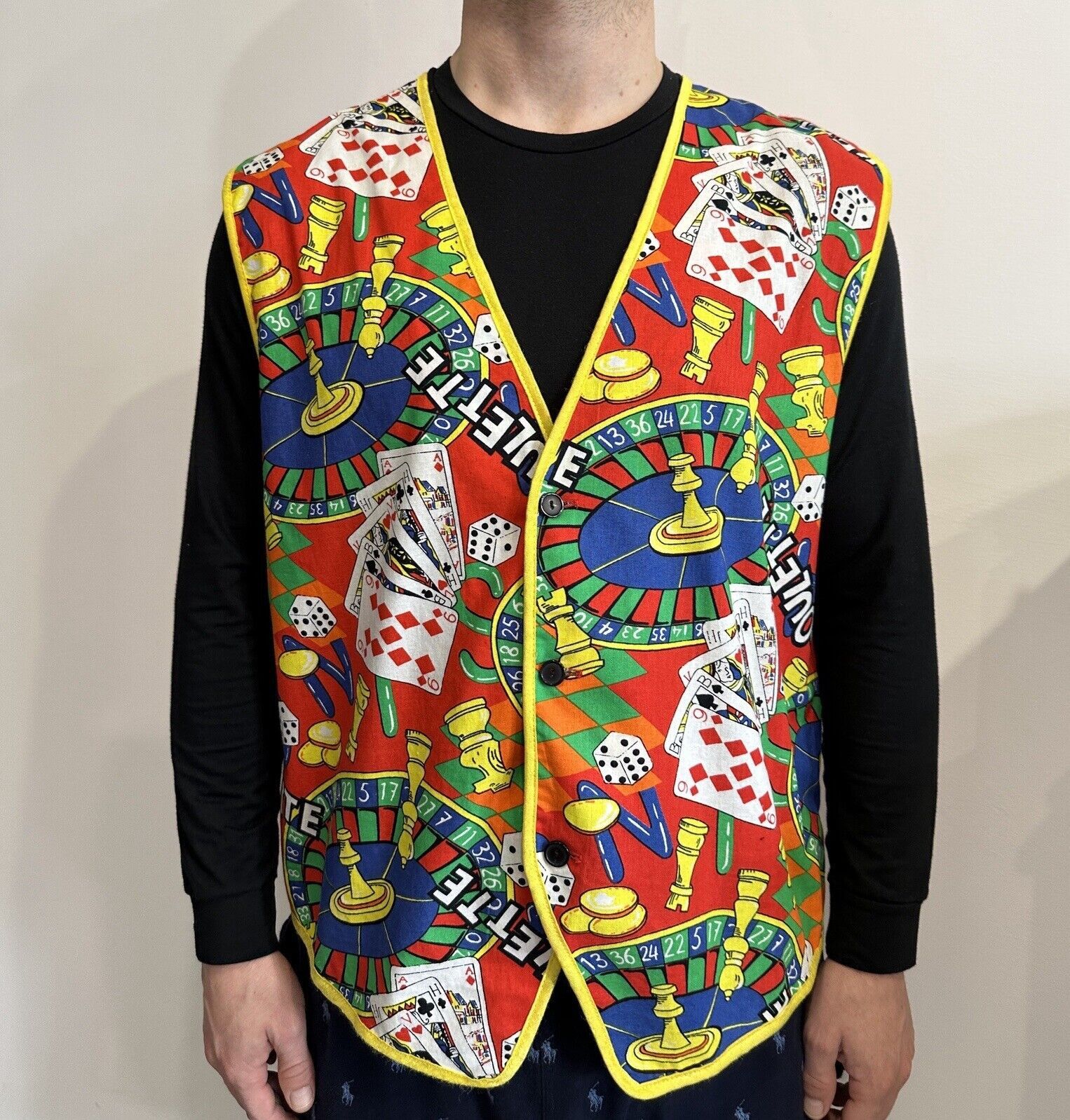 Vintage VINTAGE 1990s VEST CASINO POKER BLACK JACK ROULETTE size 54 ...