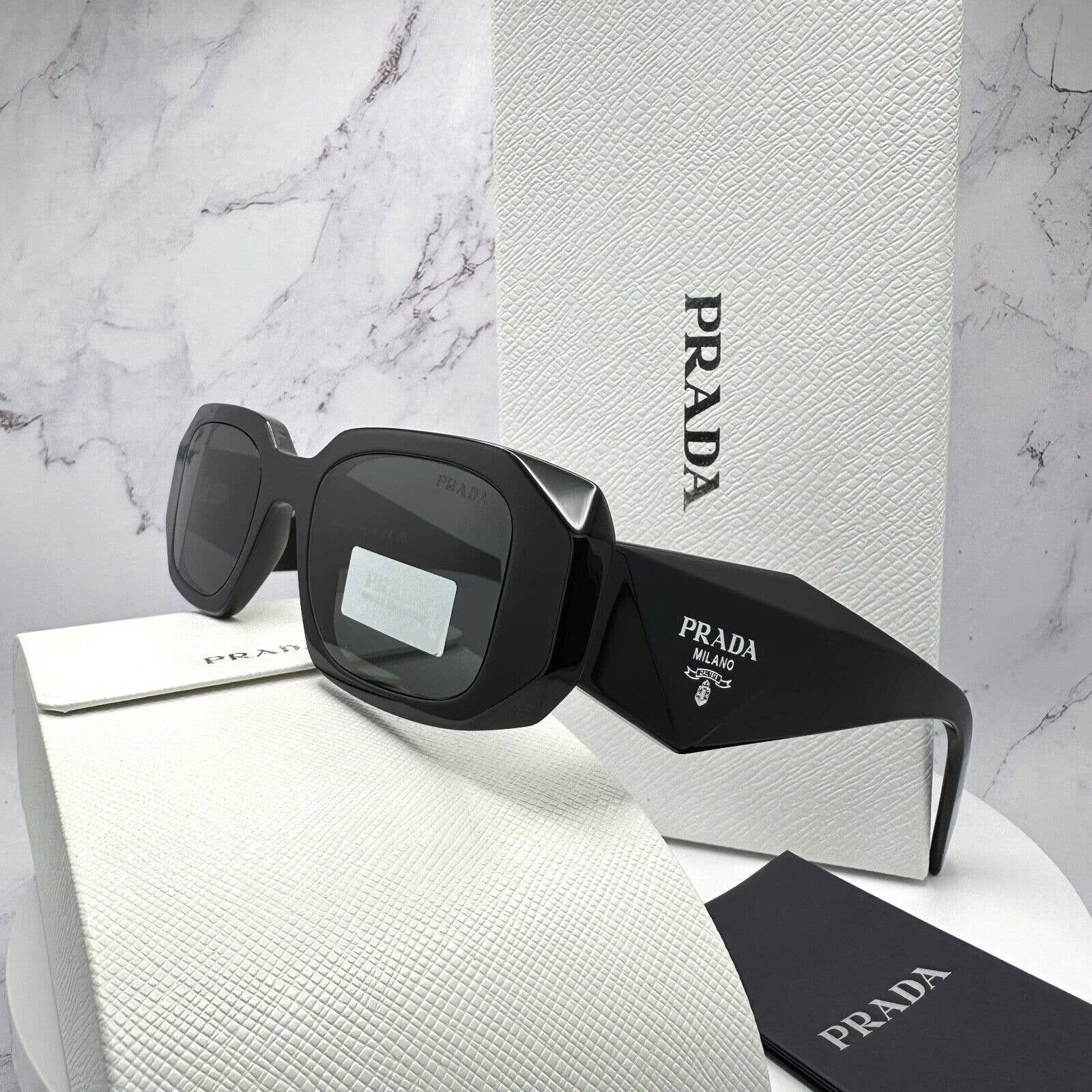 Prada PRADA Sunglasses Black Rectangle Symbole Logo Authentic | Grailed