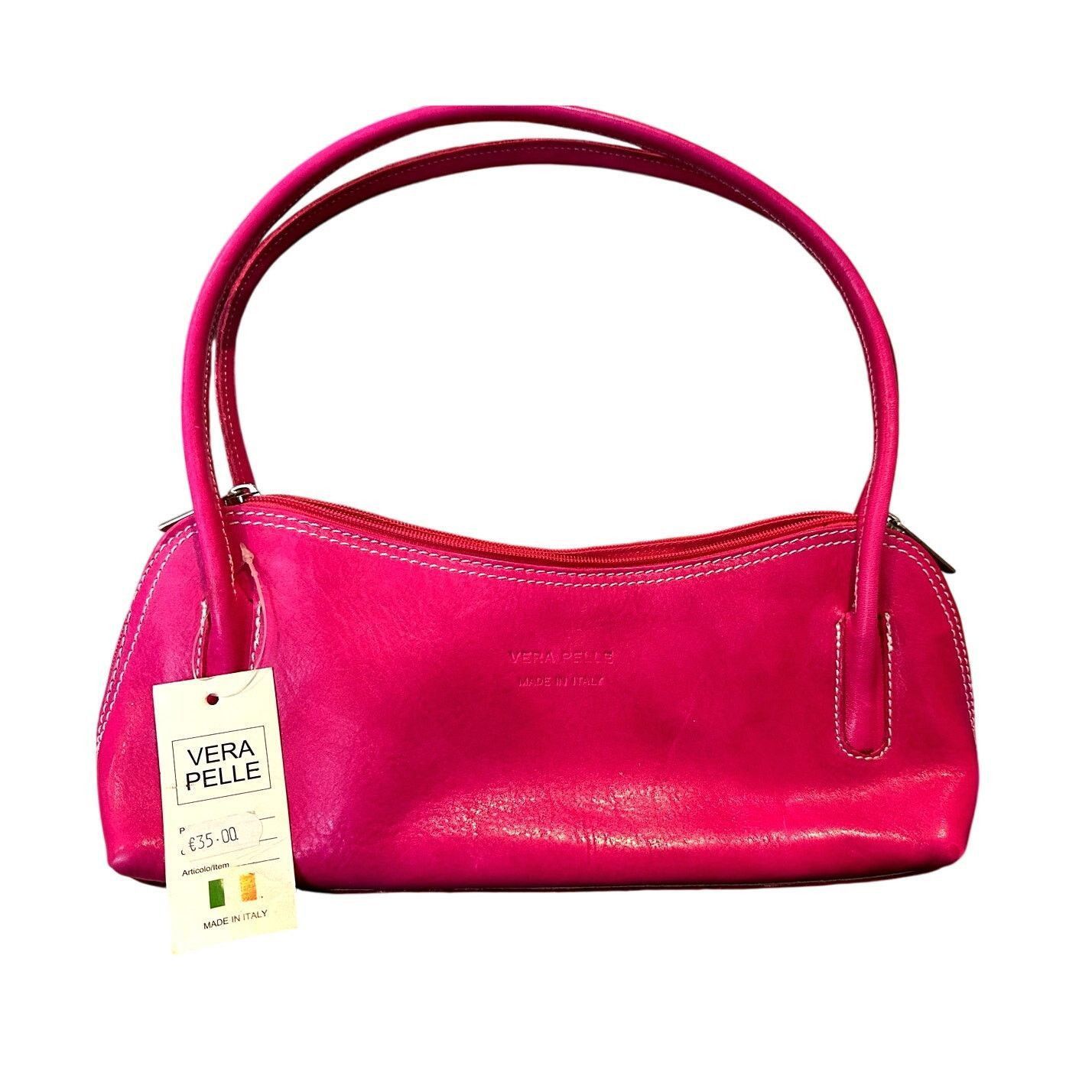 Vera Pelle Italian Buffered Leather Shoulder Bag Fuchsia | Grailed