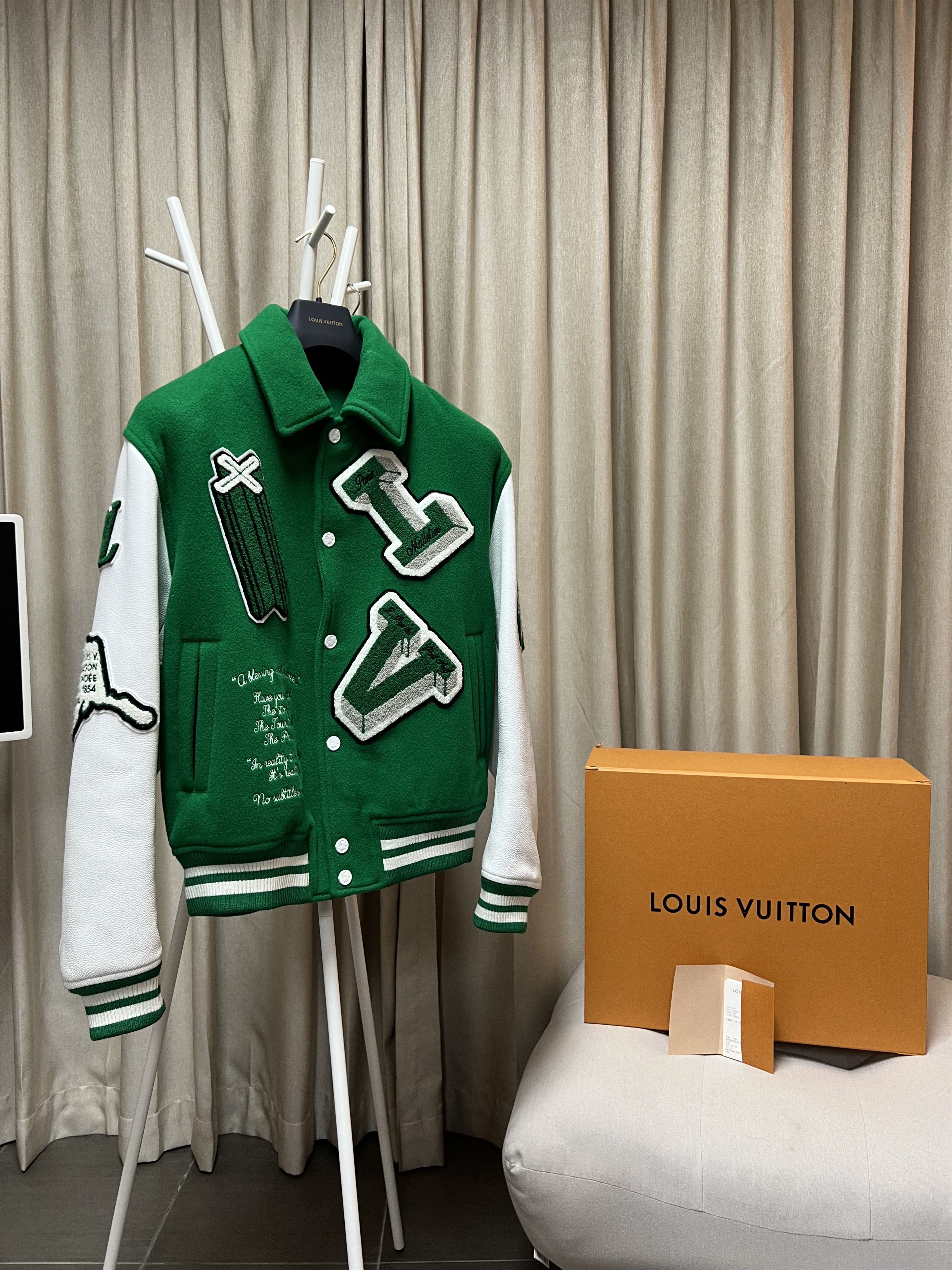 Louis Vuitton [52] Louis Vuitton 21FW Varsity Jacket Green | Grailed