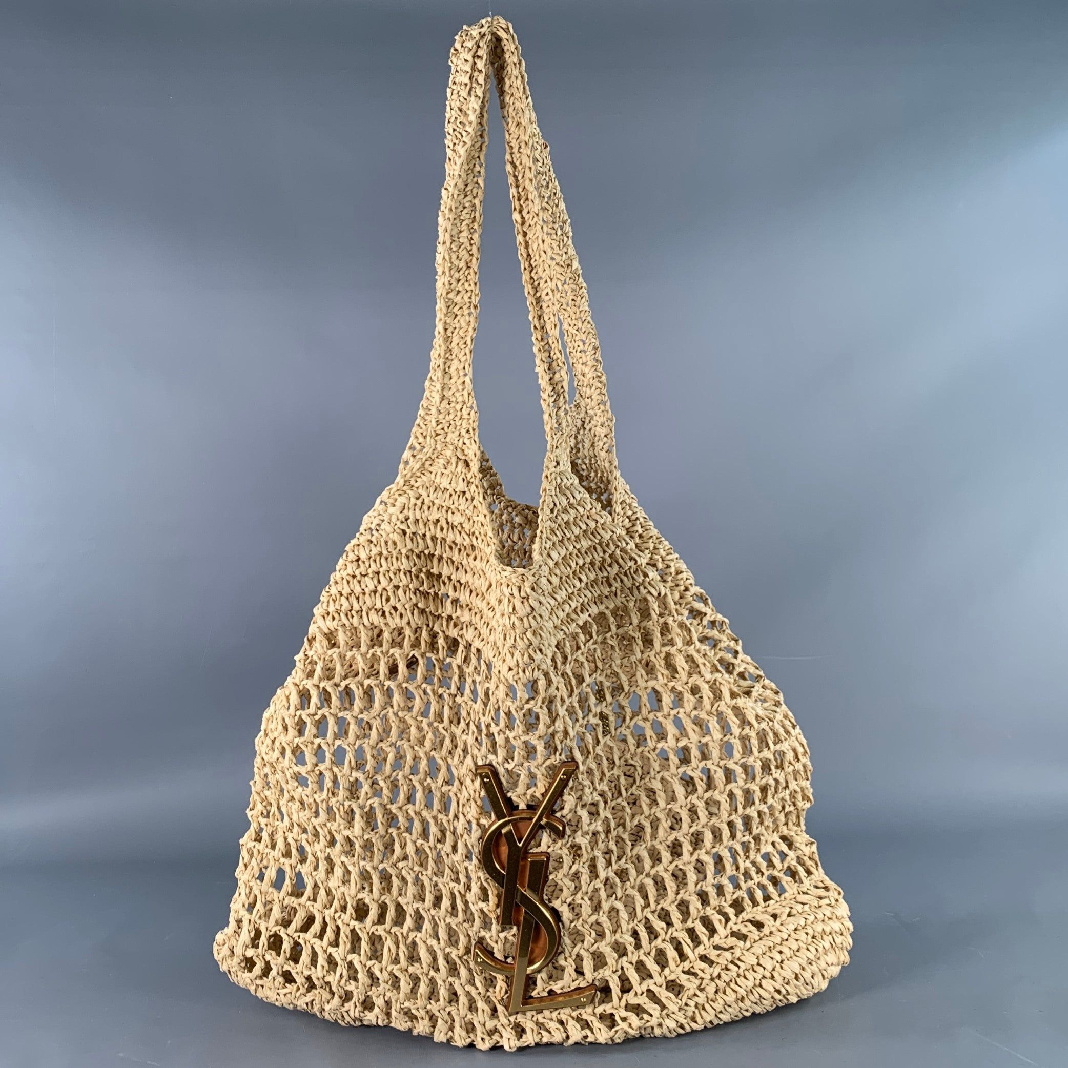 Yves Saint Laurent YVES SAINT LAURENT Icare Maxi Gold Natural Crochet ...