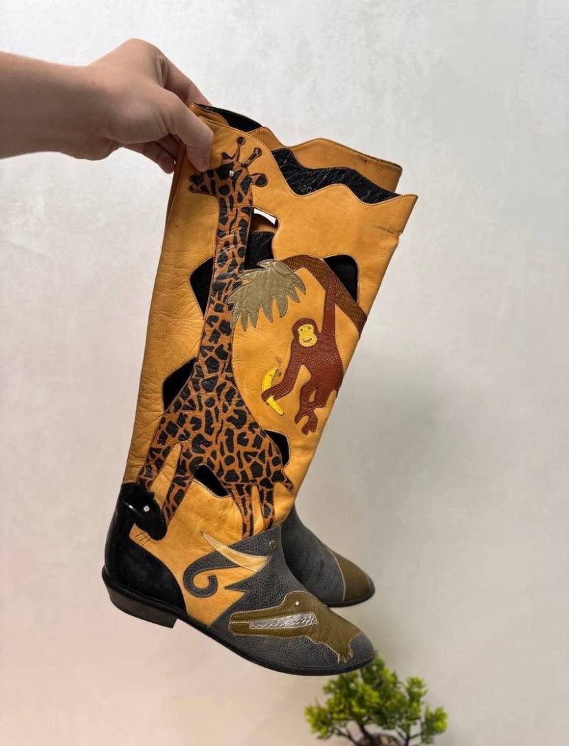 Handmade × Japanese Brand Leather Zoo Boots Beverly Feldman Vintage ...