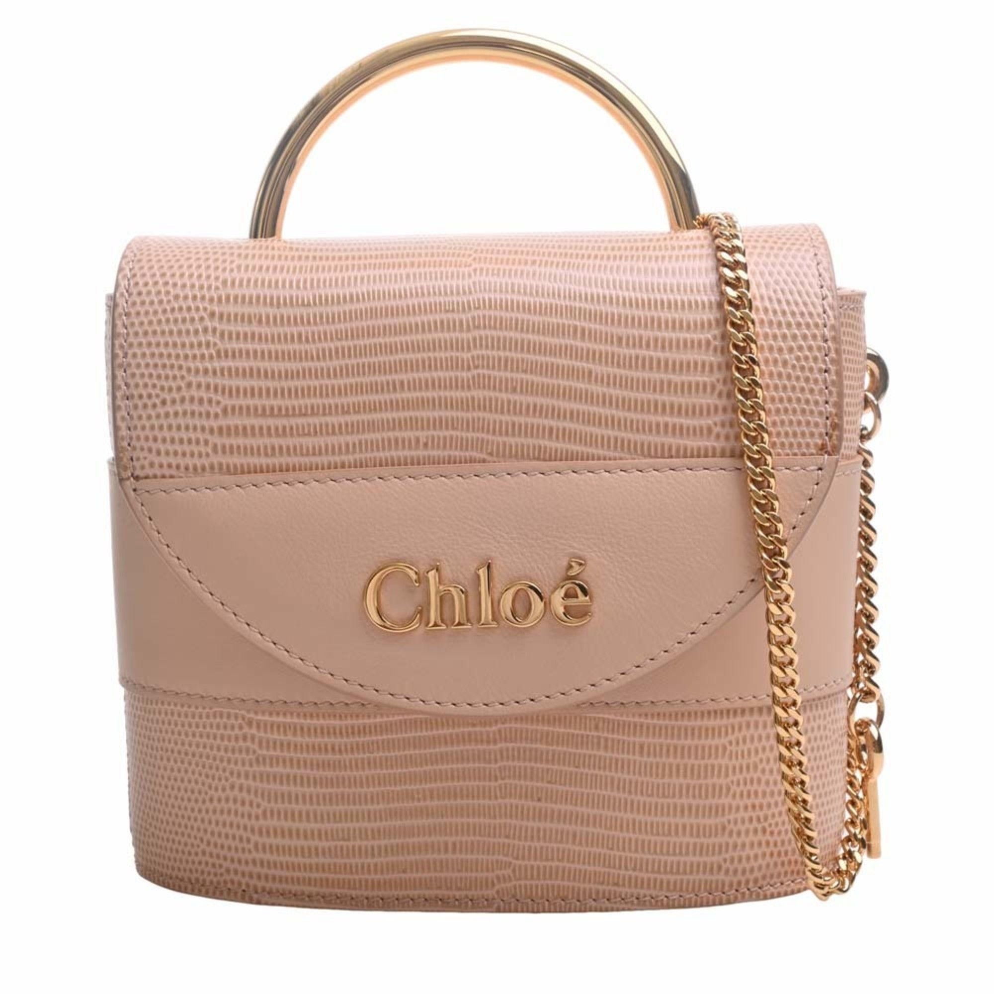 Chloe Chloé Chloe Abbey Lock Leather Chain Shoulder Bag Pink Beige ...
