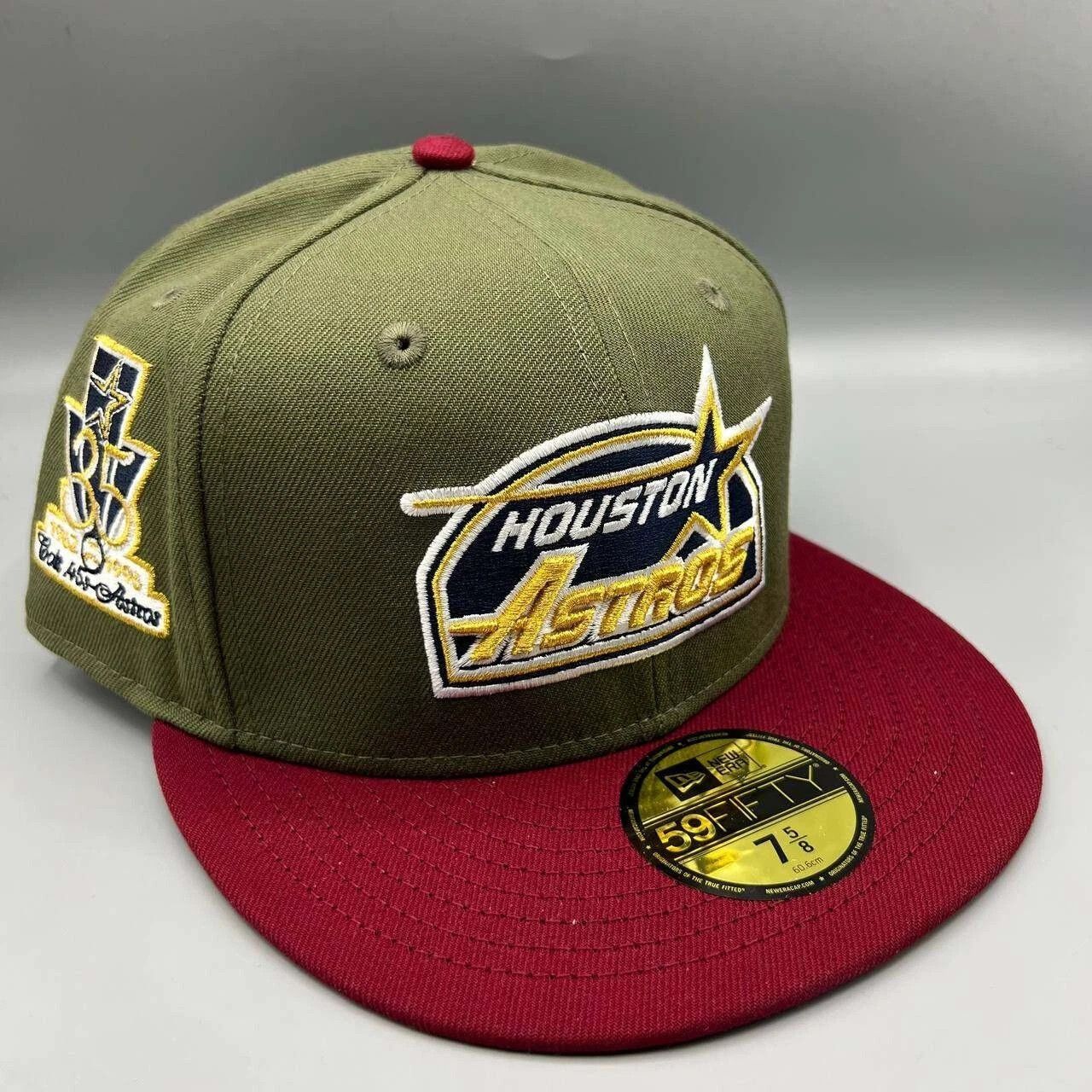 New Era Houston Astros Hat Men 7 5/8 59Fifty New Era MLB Fitted Cap ...