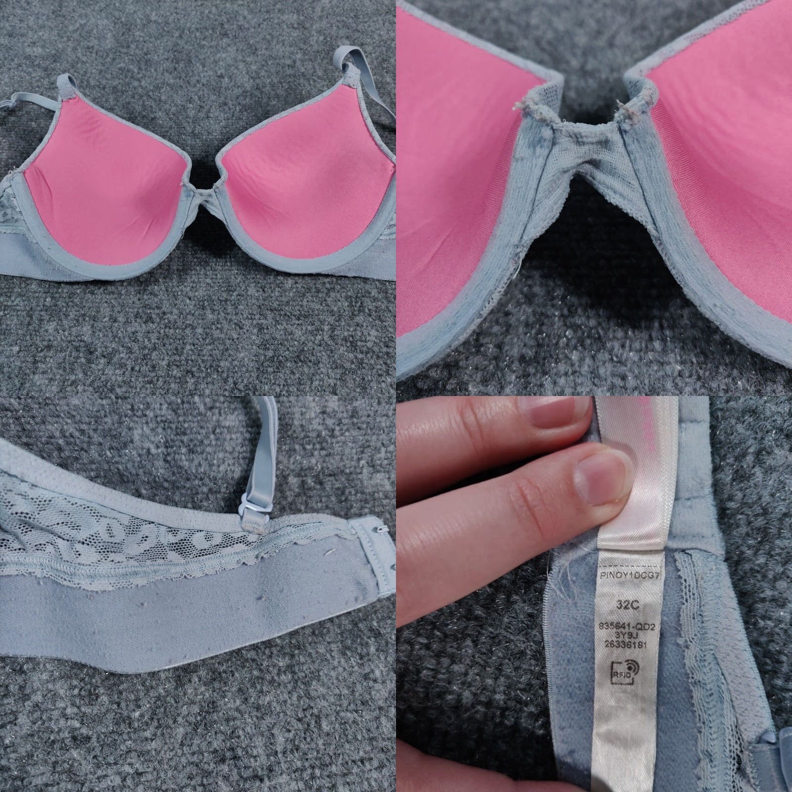Victoria's Secret Victorias Secret Bra Womens 32C Extra Large Blue Lace ...