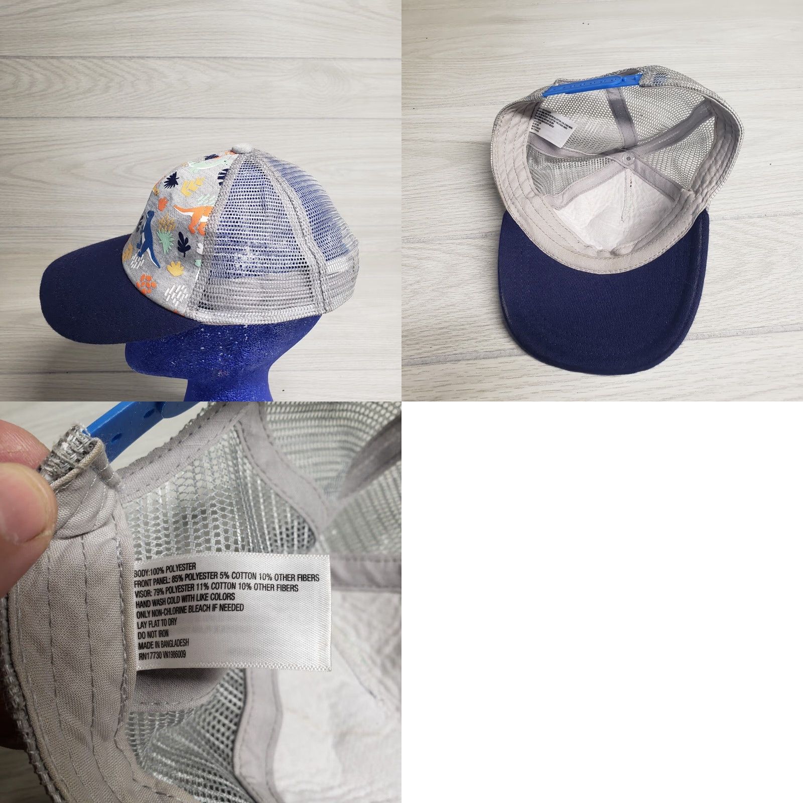 Vintage Stylish Gray and Blue Mesh Baseball Cap Hat for Kids and Youth ...