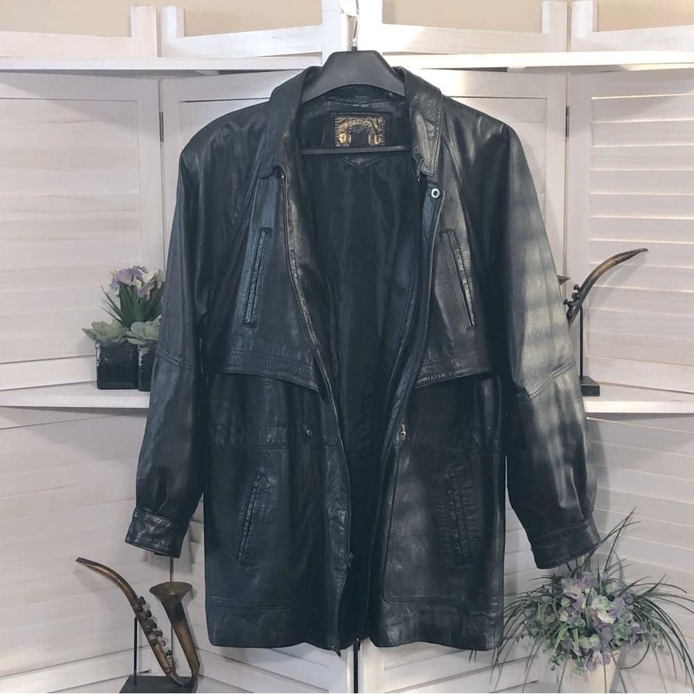 Vintage Vintage 90s genuine leather black long gothic Matrix coat L ...