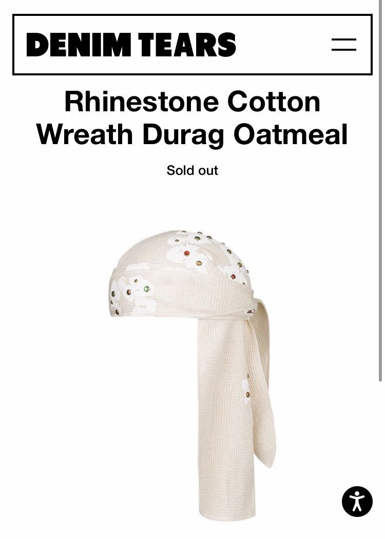 DENIM TEARS Denim Tears Rhinestone Cotton Wreath Durag | Grailed