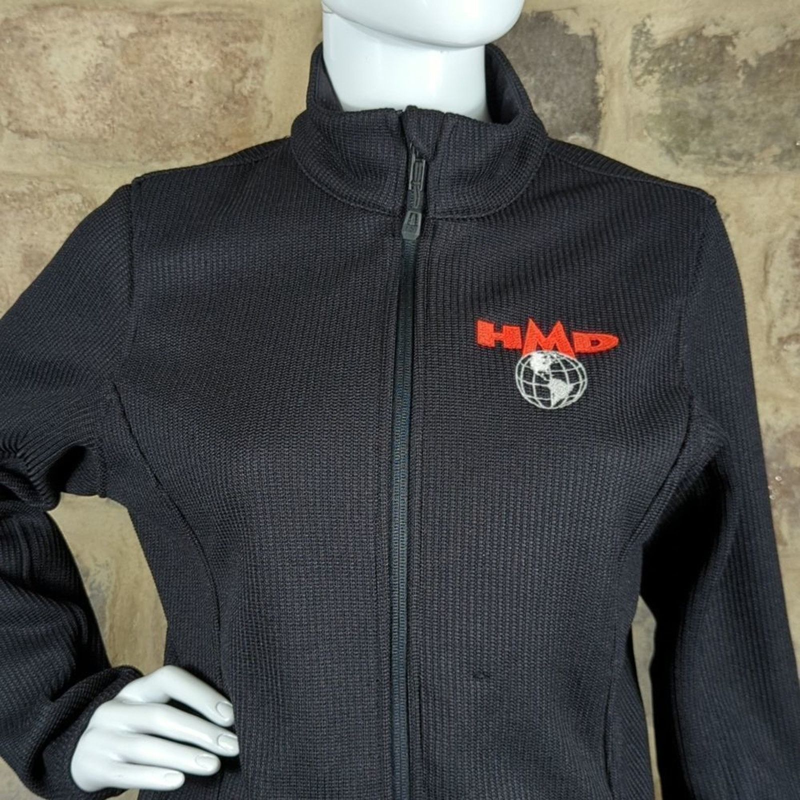 Ogio Ogio Jacket Black Ribbed Textured High Collar Zip Front Logo | Grailed