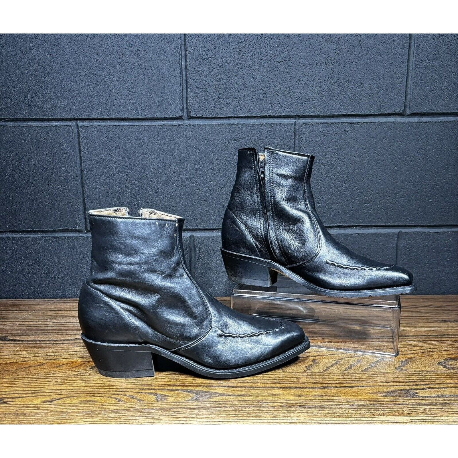 Wrangler VTG Wrangler Square Moc Toe Black Zip Ankle Western Boots ...